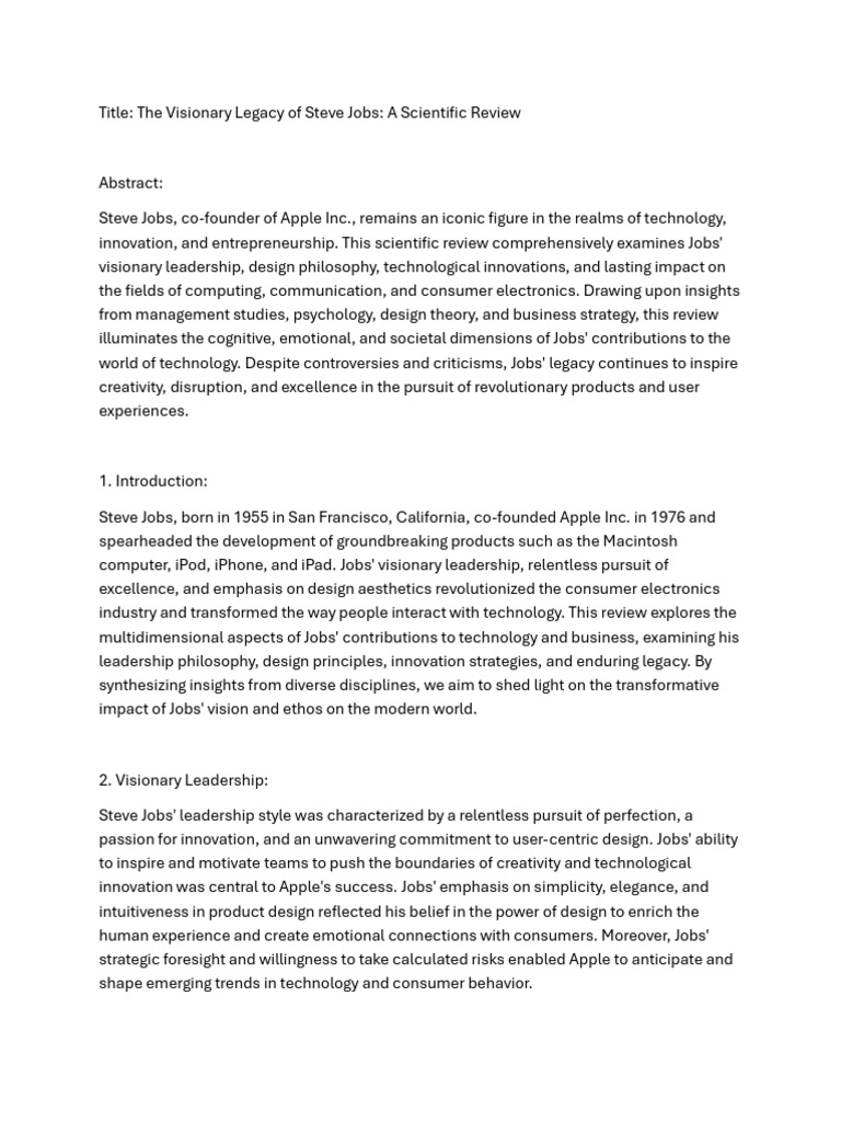 The Visionary Legacy of Steve Jobs | PDF | Apple Inc. | Steve Jobs