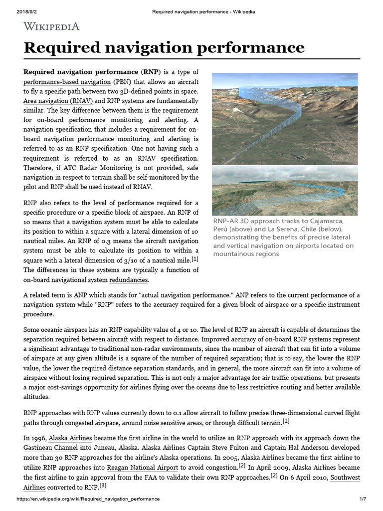 Required Navigation Performance - Wikipedia | PDF | Air Traffic Control | Aerospace