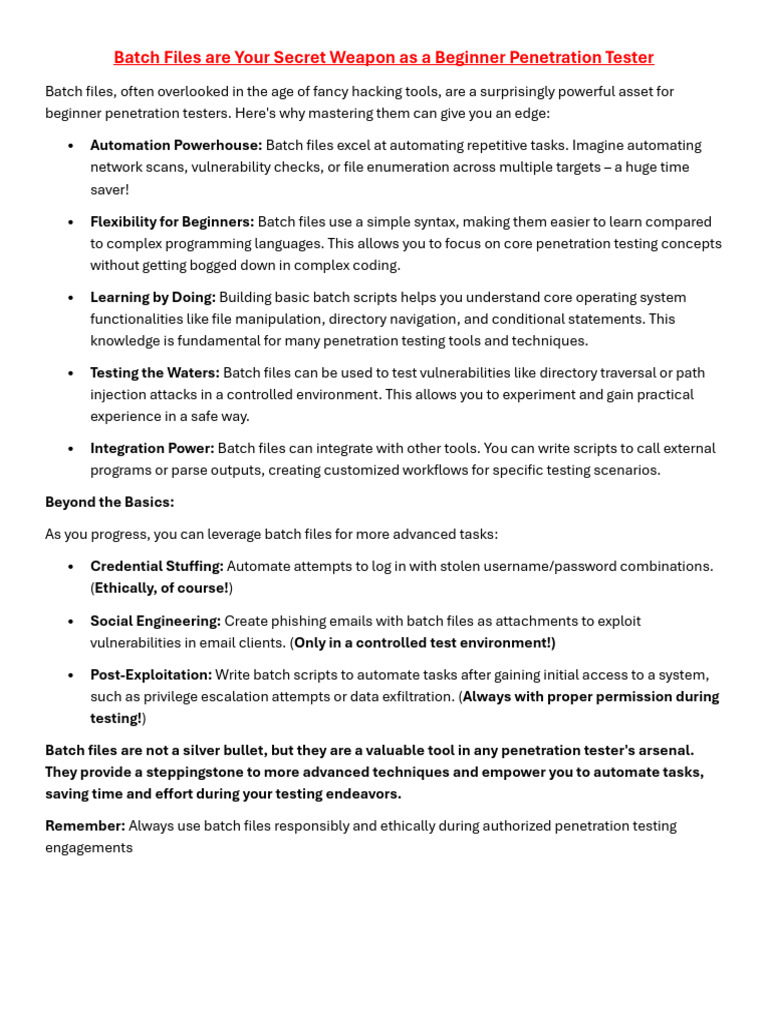 Intro Batch Files | PDF | Computers