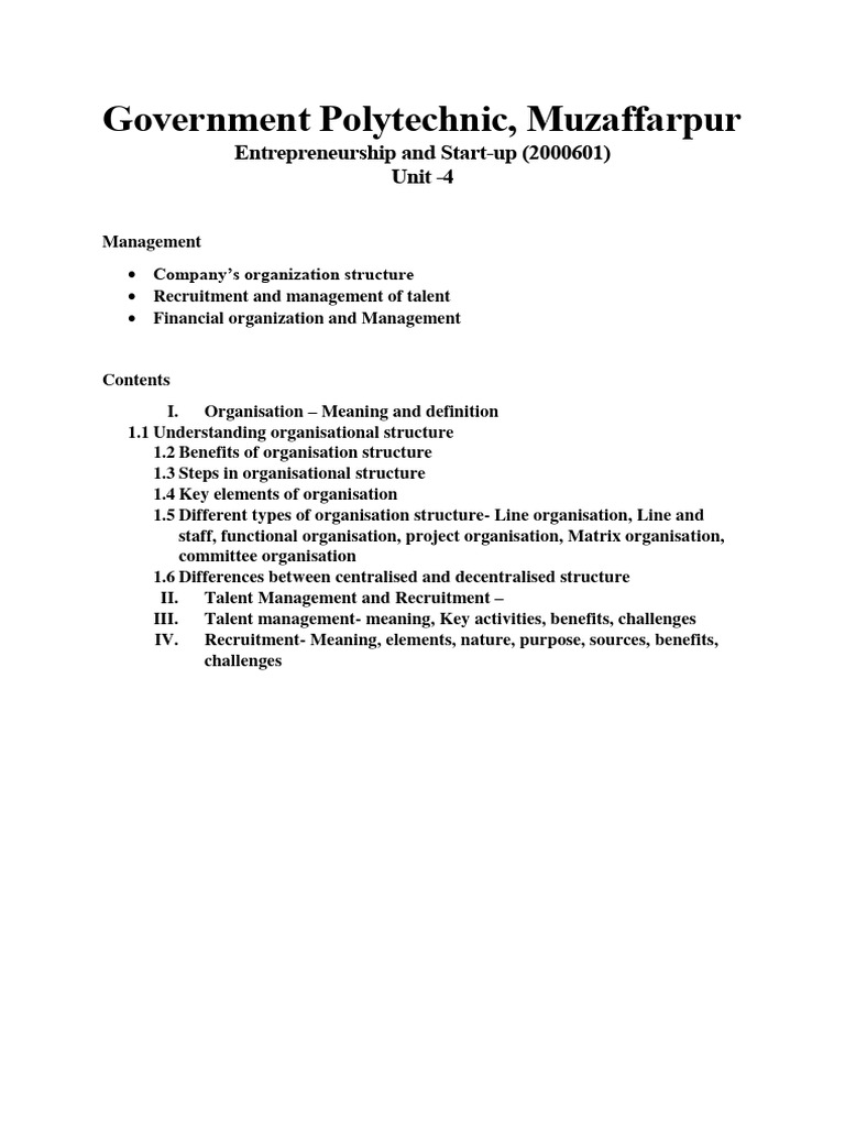 Unit-4 Managemnet - Organisational Structure (AutoRecovered) | PDF ...