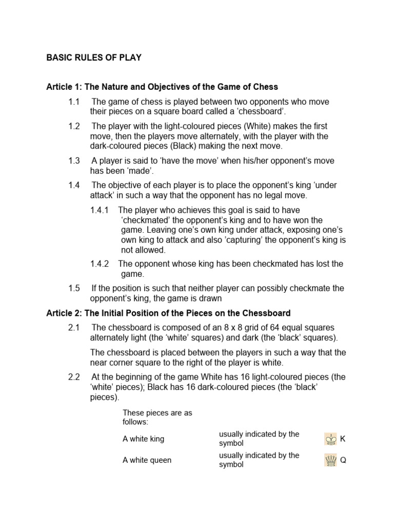 Basic Rules of Play in Chess | PDF | Abstract Strategy Games ...