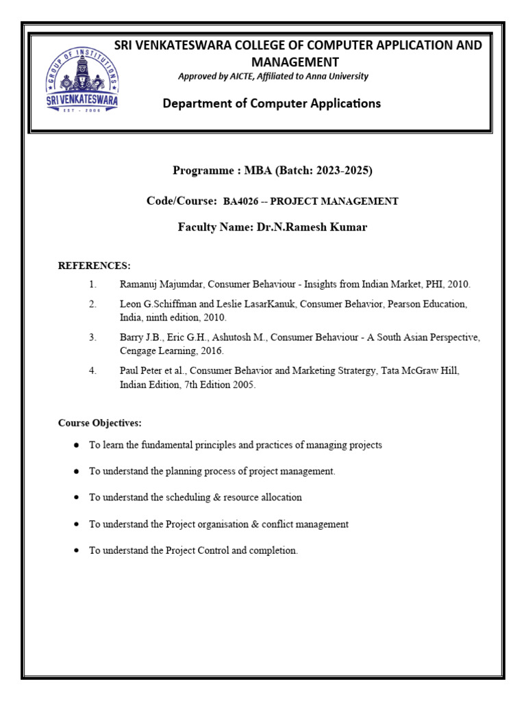 PROJECT MANAGEMENT Lesson Plan | PDF | Plagiarism