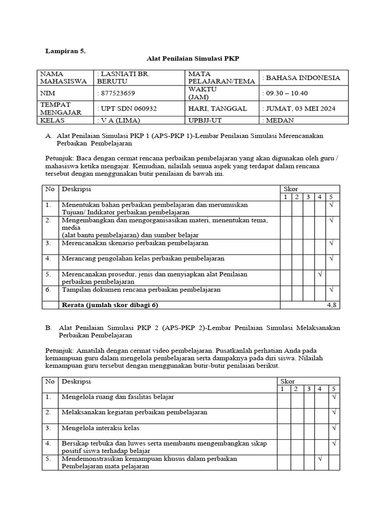 Alat Penilaian Simulasi PKP | PDF