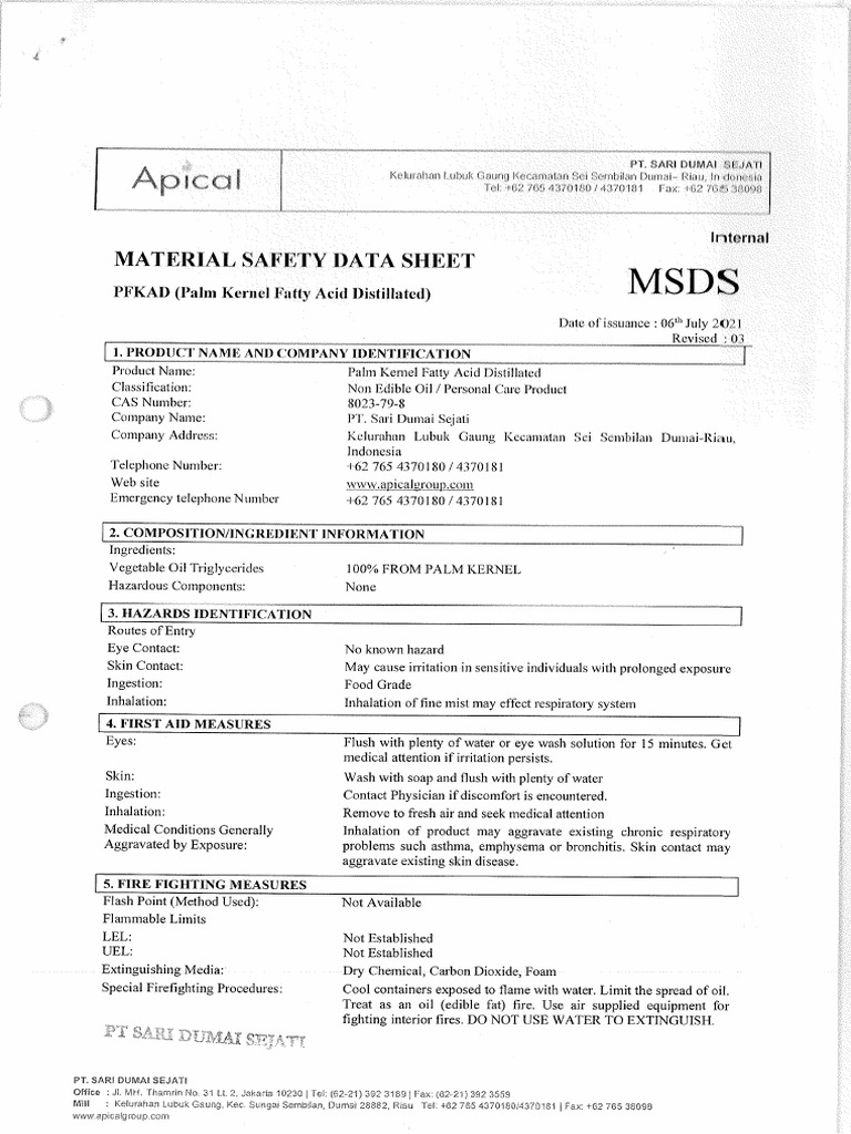 MSDS Pkfad Pome 2000 | PDF