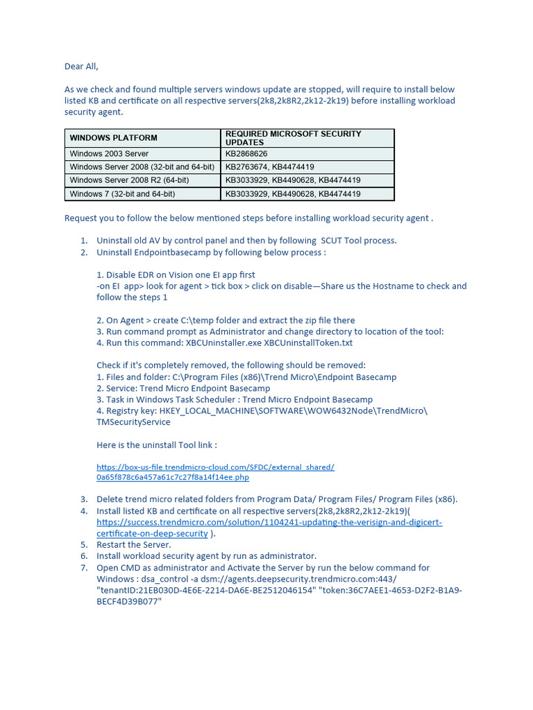Trendmicro Workload Security Agent Process Pdf Microsoft Windows