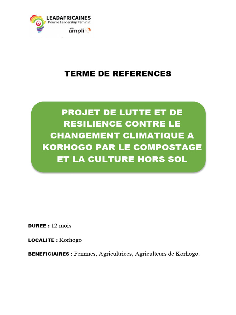 TDR Du Projet de Compostage Et de Culture Hors Sol | PDF | Compost | Agriculture
