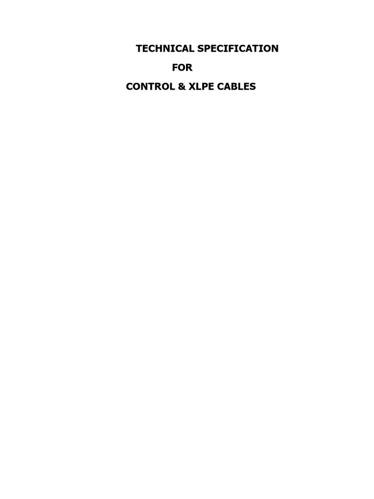 Technical Specification Control Xlpe Cables | PDF | Insulator ...