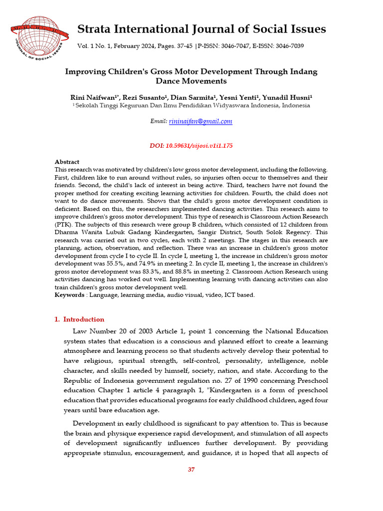 Naifan - Improving Children's Gross Motor Development Through Indang ...