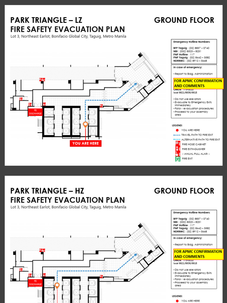 2023sept27 Park Triangle Fire Evacuation Plan | PDF | Elevator | Safety