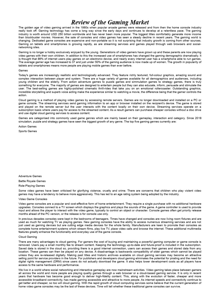 C 02 Gaming | PDF | Video Games | Video Game Consoles