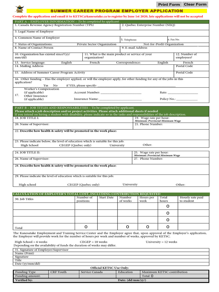 2020 SCP Employer Application | Download Free PDF | Employment | Mail