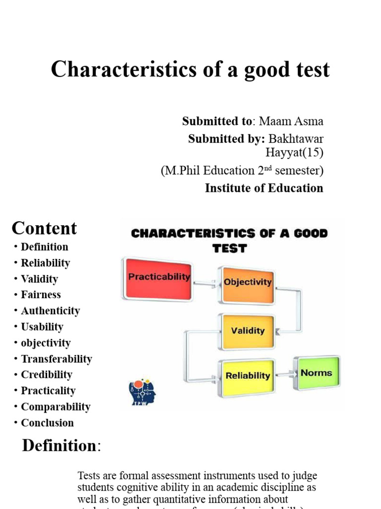 Essential Characteristics of Good Tests | PDF | Educational Assessment ...