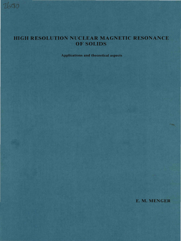 High-Resolution NMR of Solids Overview | PDF | Nuclear Magnetic ...