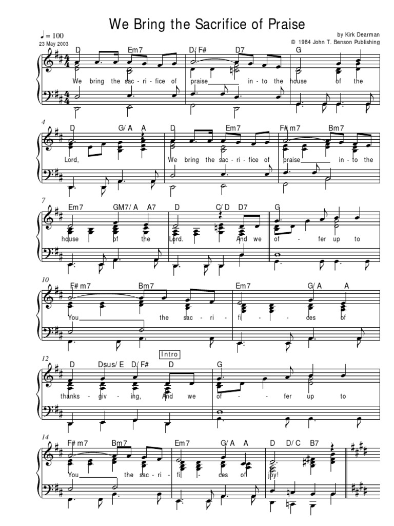 We Bring the Sacrifice of Praise | PDF