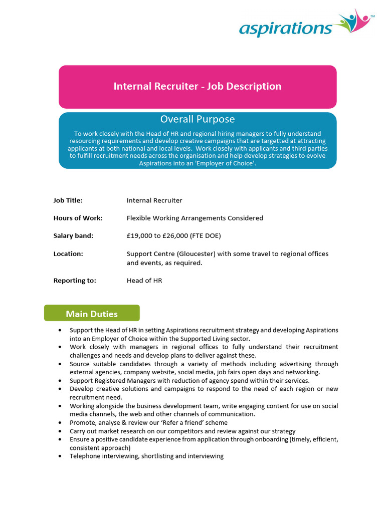 Internal Recruiter Job Description | PDF | Recruitment | Business