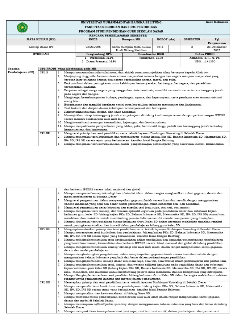 RPS OBE Konsep Dasar IPS | PDF | Seni
