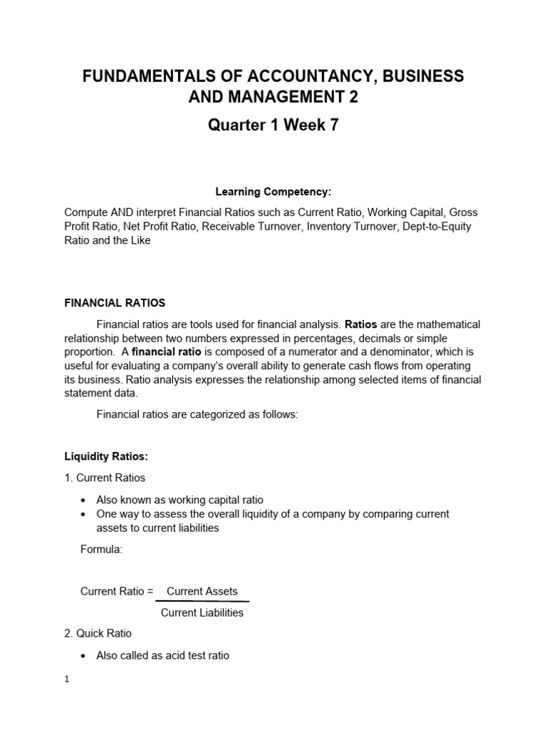 Fabm 2 WK7 | PDF | Equity (Finance) | Financial Ratio