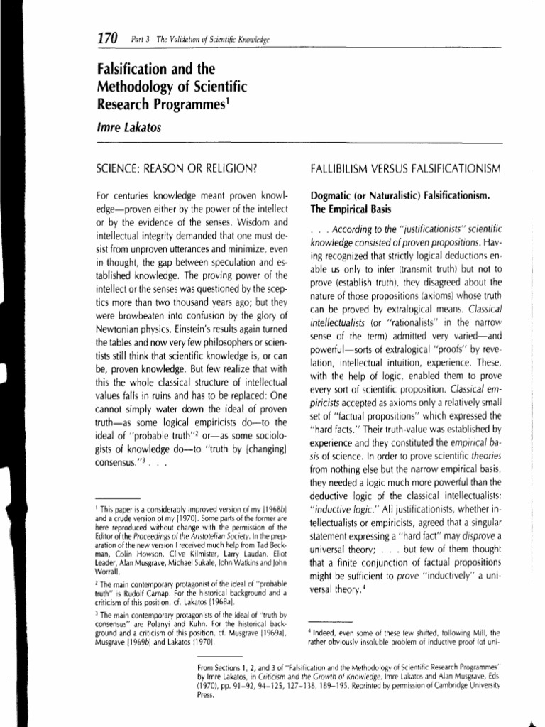 Lakatos, Falsification, 1970 | PDF | Falsifiability | Theory
