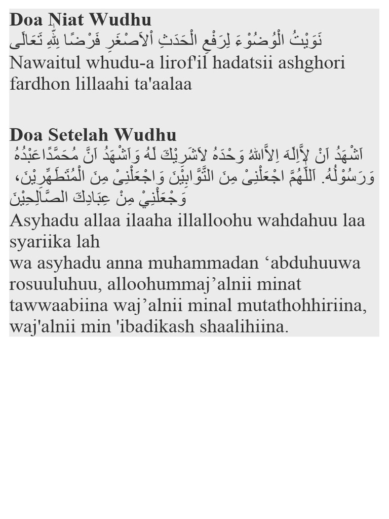 Doa Niat Wudhu | PDF
