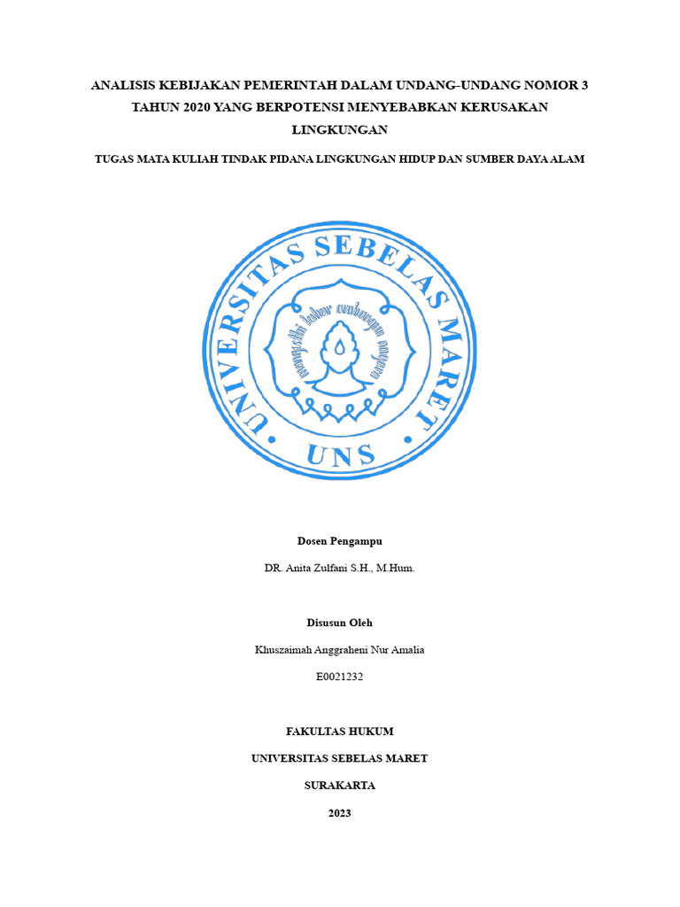 Kebijakan UU 3/2020 dan Dampak Lingkungan | PDF
