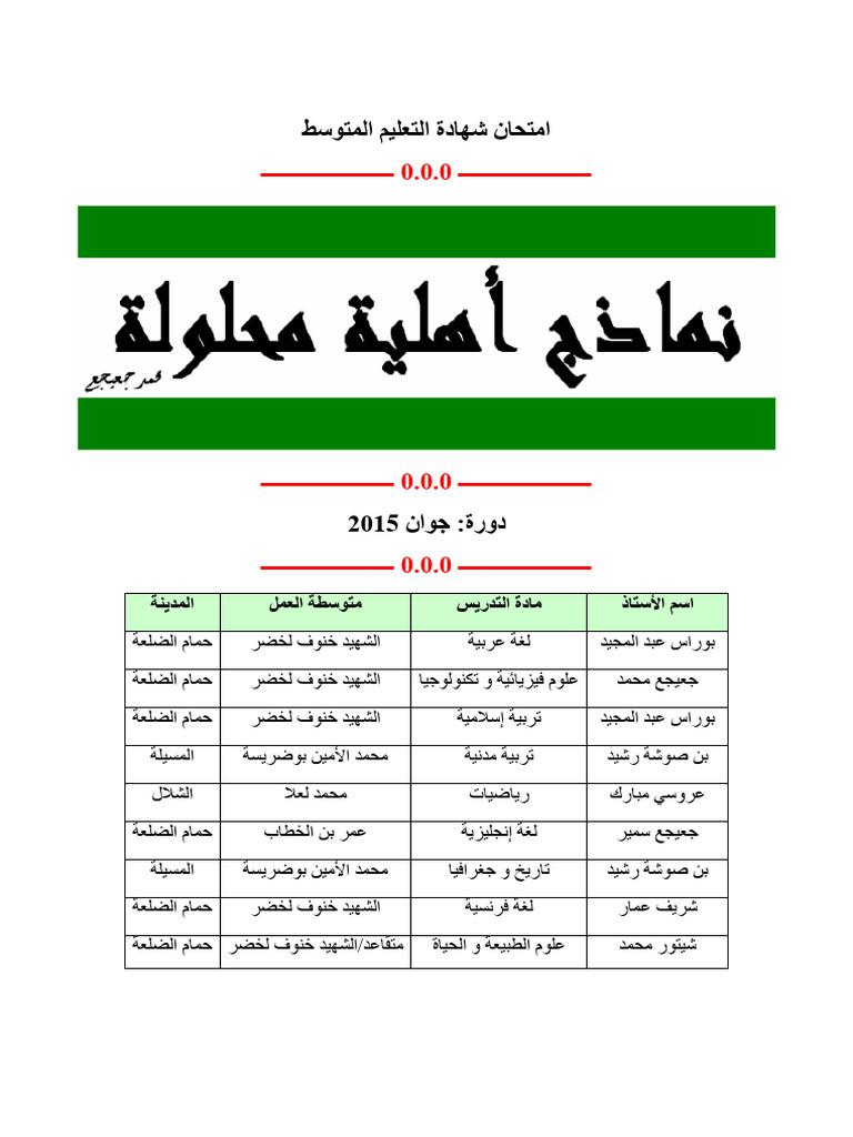 Sujets Bem Tout 2015 | PDF