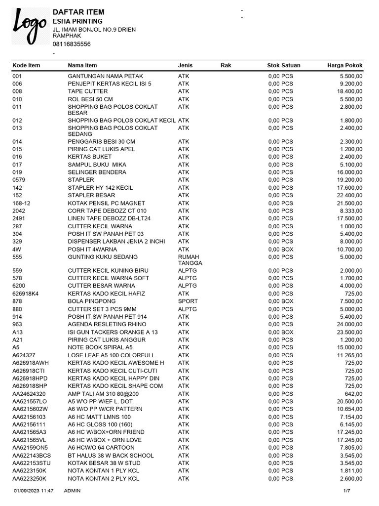 Item Barang | PDF