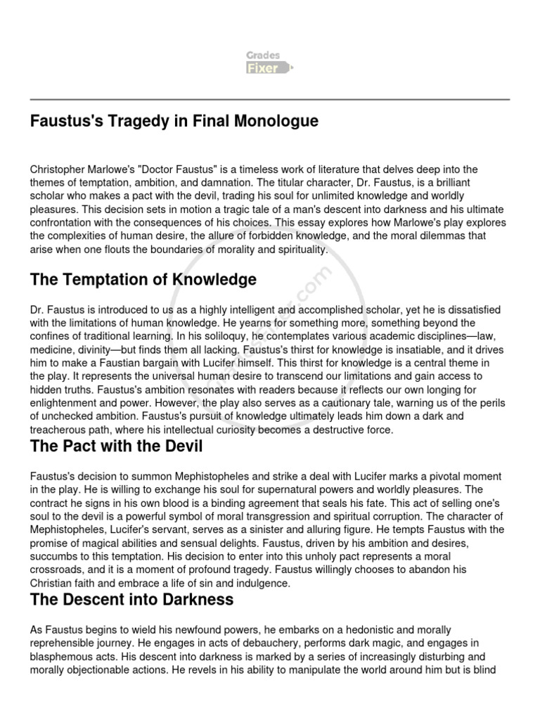 Faustus's Moral Struggle | PDF | Satan | Hell