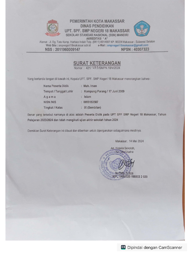 SK Muh. Irsan - 3 | PDF