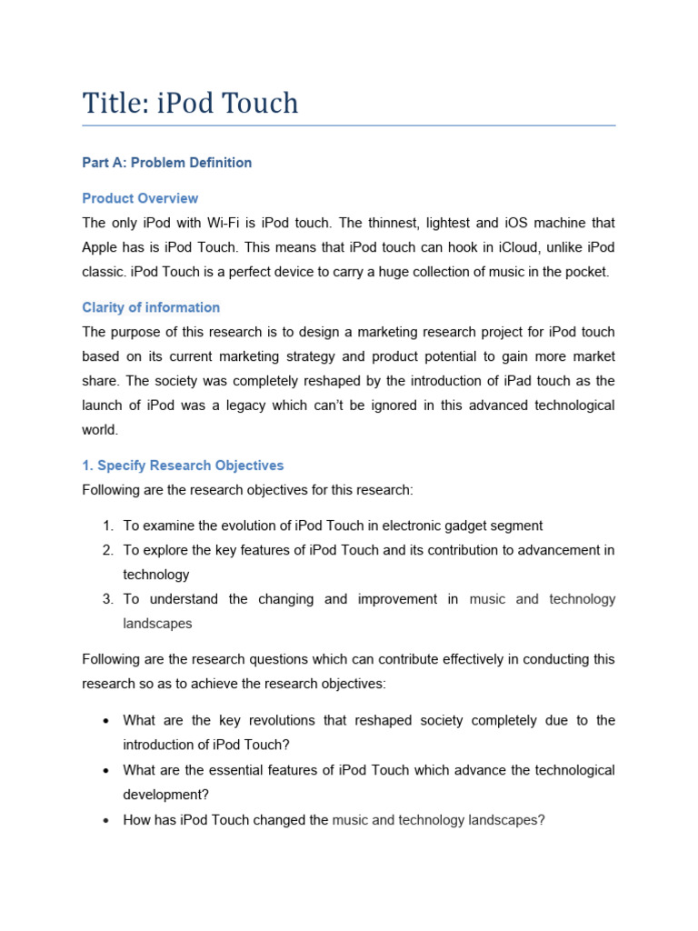 Ipod Touch Final | Download Free PDF | Sampling (Statistics) | Quantitative Research