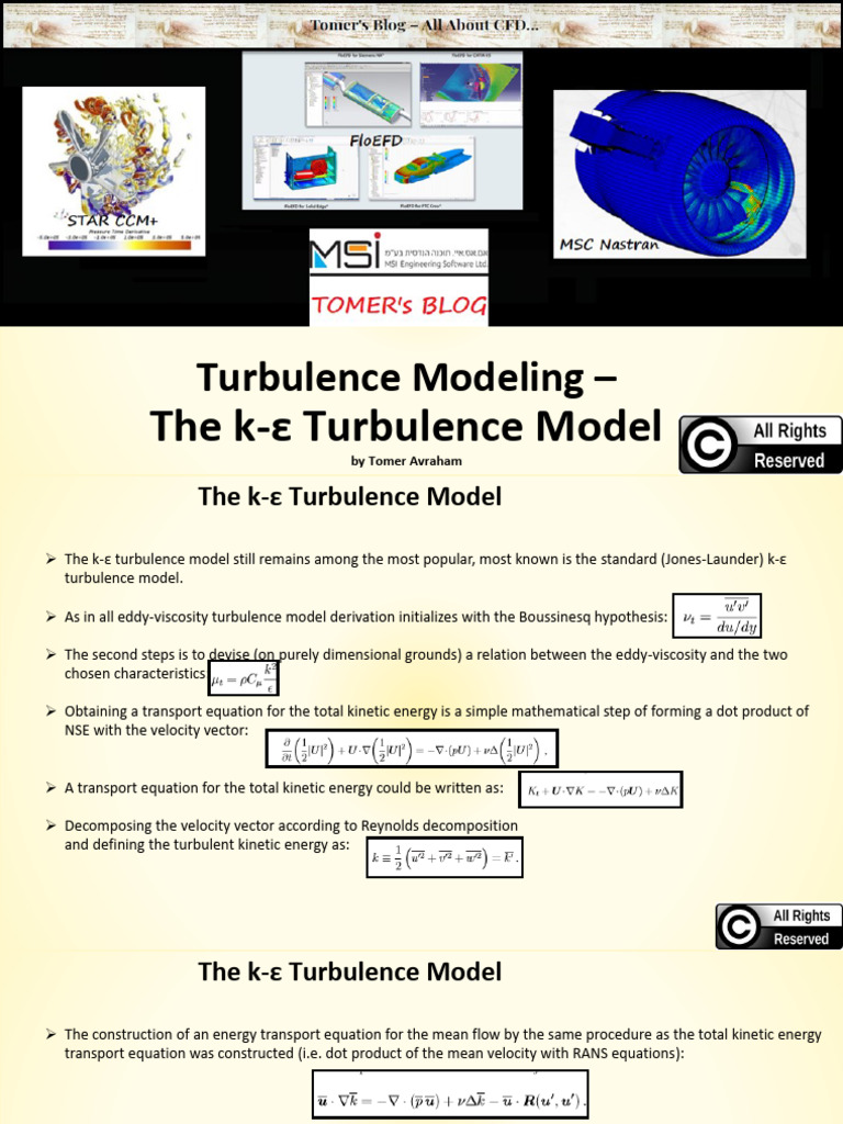 Turbulence Modeling -: The k-ε Turbulence Model | PDF | Turbulence | Navier–Stokes Equations