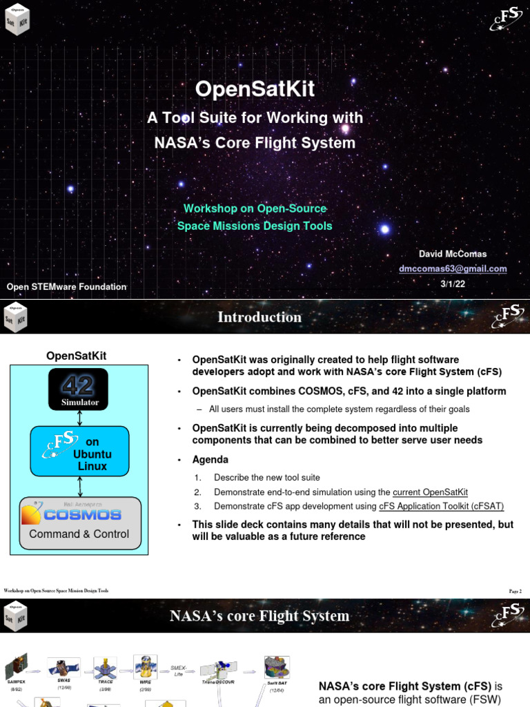 Opensatkit: A Tool Suite For Working With Nasa'S Core Flight System ...