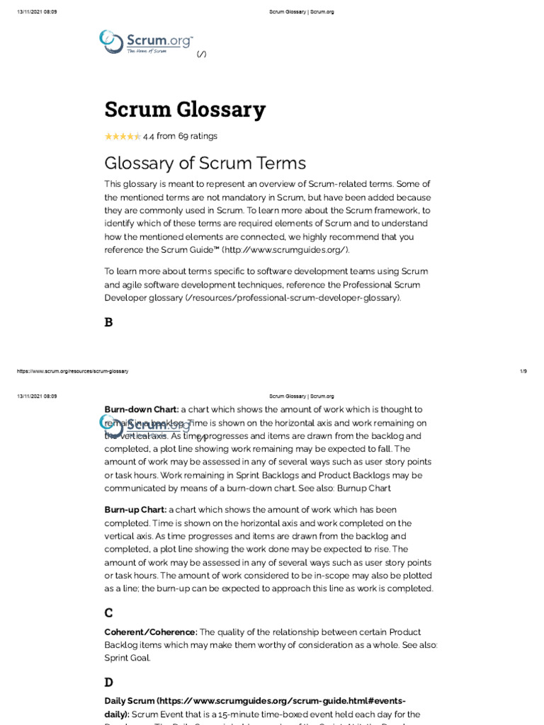 Scrum Glossary | PDF | Scrum (Software Development) | Agile Software Development