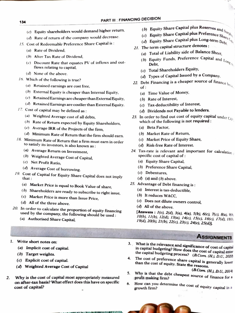 Chapter 4 Theory Questions | PDF | Cost Of Capital | Equity (Finance)