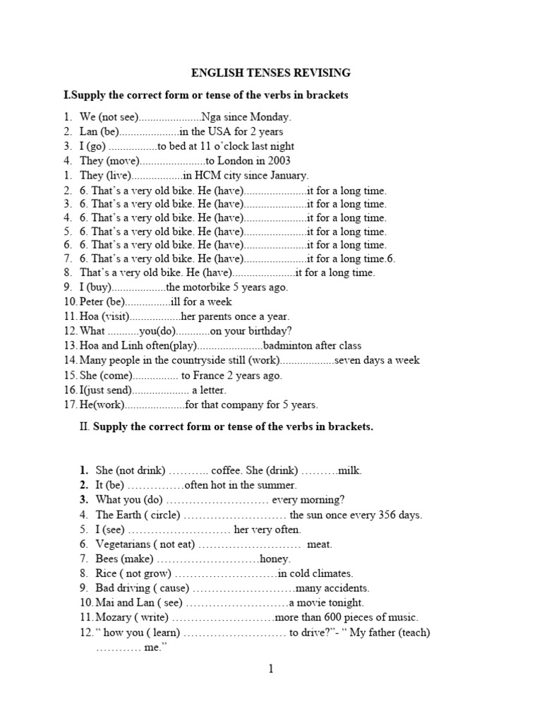 English Tenses Revising | PDF