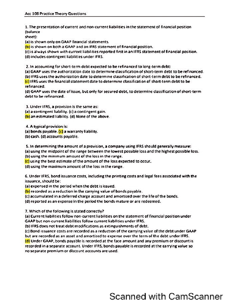 Acc 108 - Practice Theory Questions | PDF