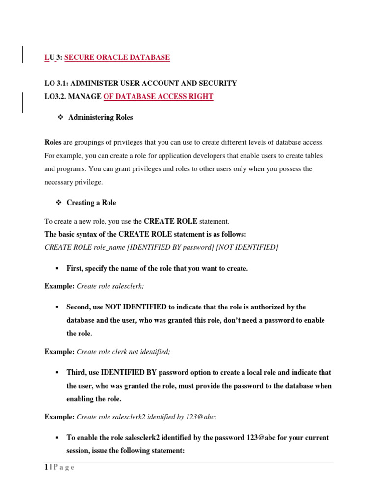 LU3 - LO1LO2 Learn Abd Explore More and More About Oracle Database | PDF | Databases | Database ...