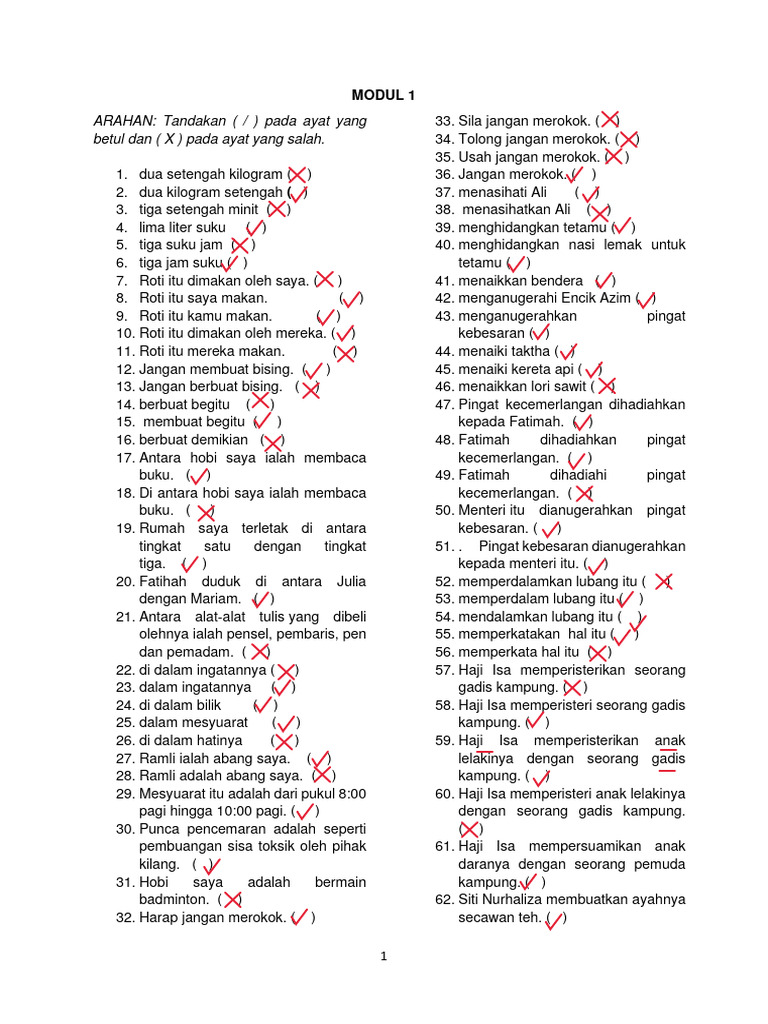 Modul Tatabahasa PT3 答案 | PDF