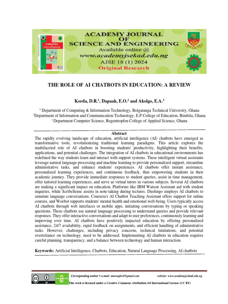 9AJSE+18 (1) +2024+pp+79-87+The+Role+of+AI+Chatbots | PDF | Artificial Intelligence ...