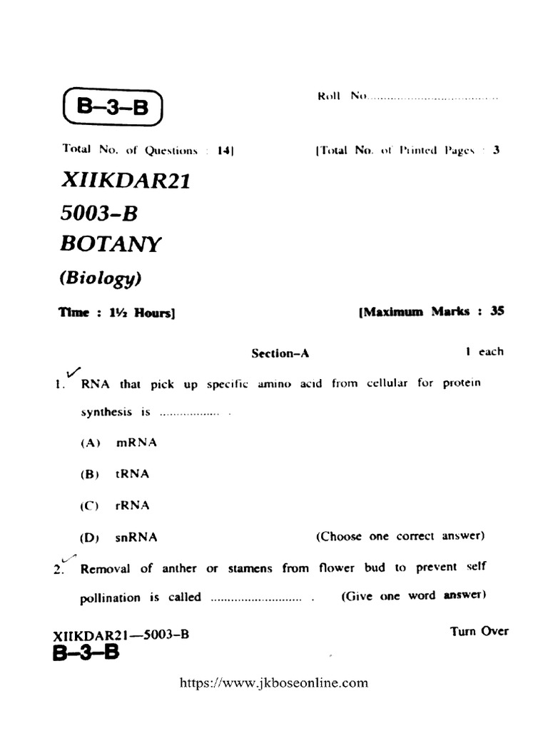 JK Bose Class 12 Biology Botany 5003 B 2021 | PDF