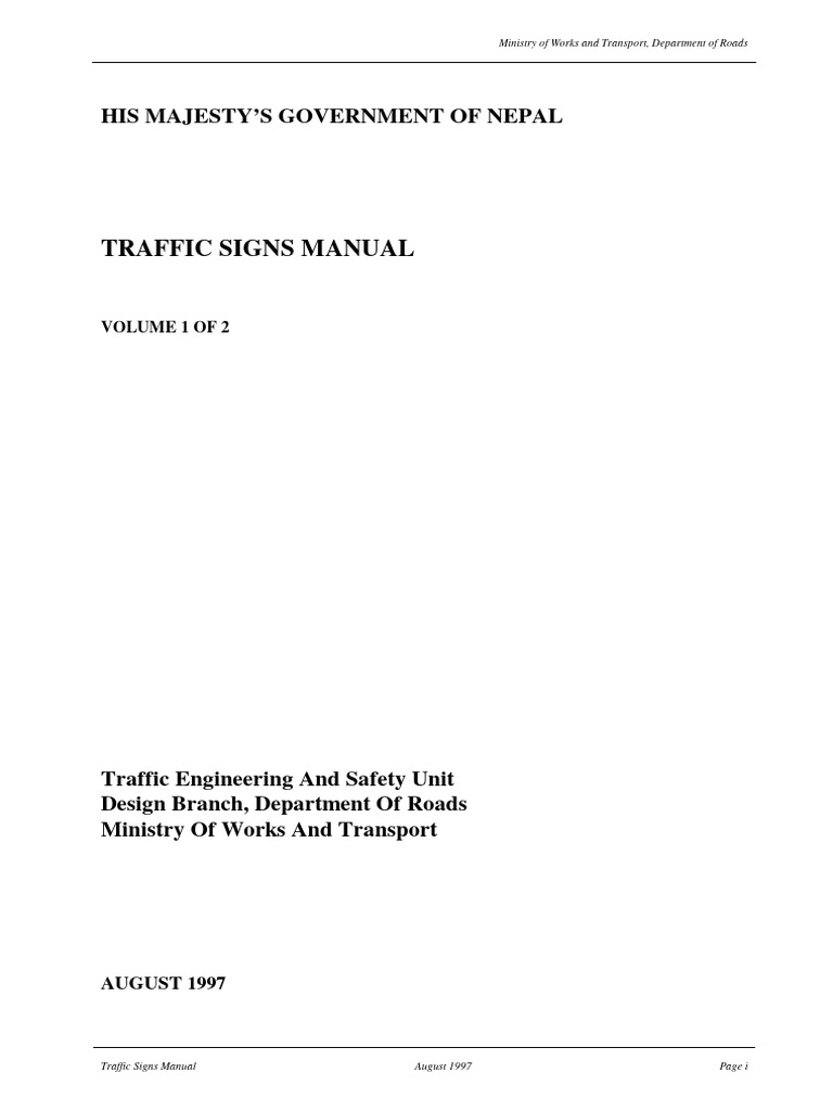 DoR - TRAFFIC SIGNS MANUAL (Vol 1) : 1997 | PDF | Pedestrian Crossing ...