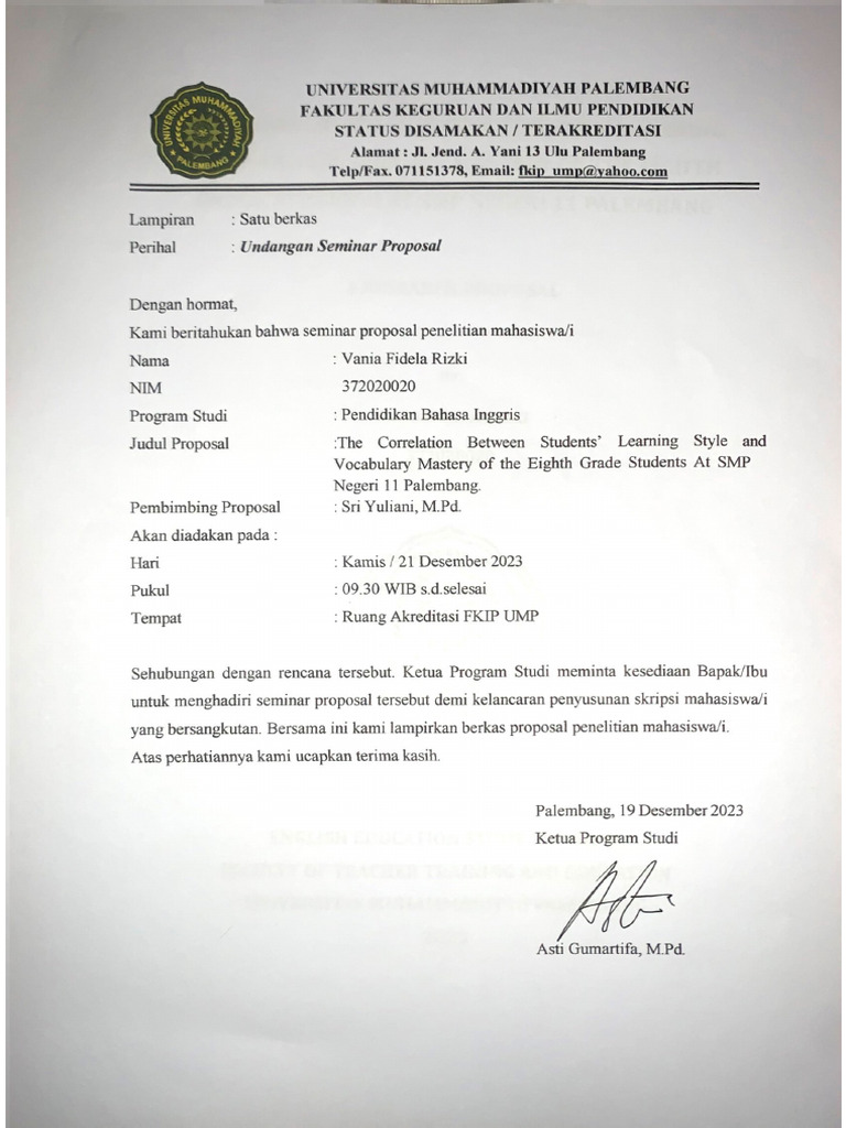 Undangan Sempro Vania (Kamis 21desember) | PDF