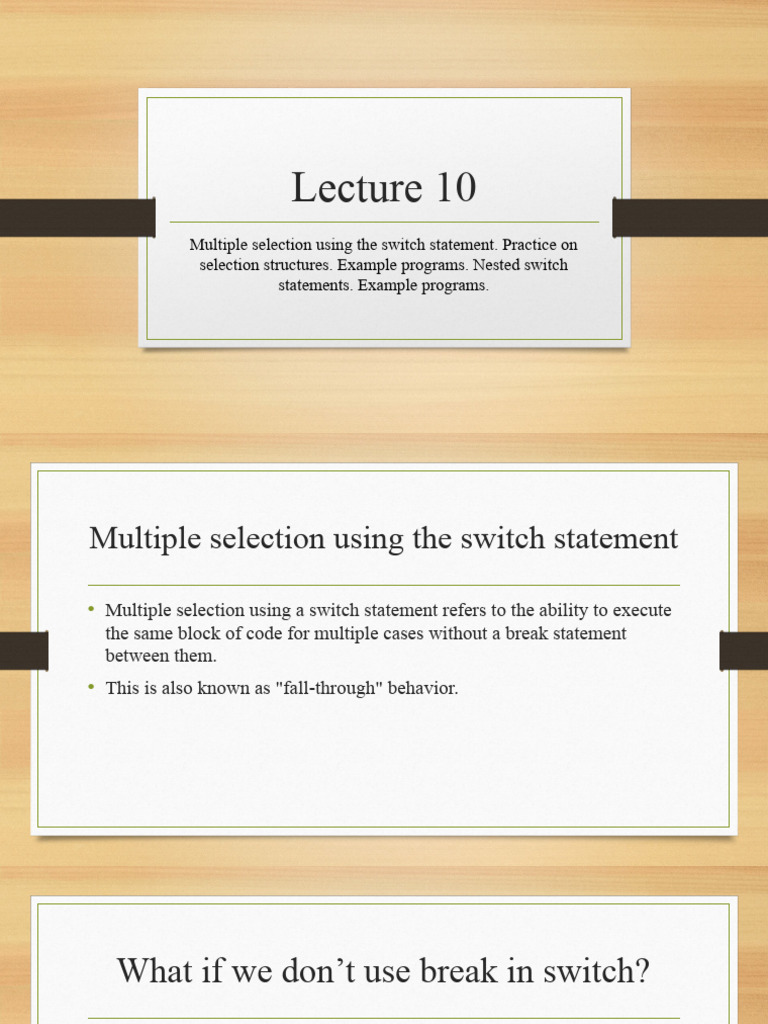 Lecture 10 Multiswitch Selection | PDF