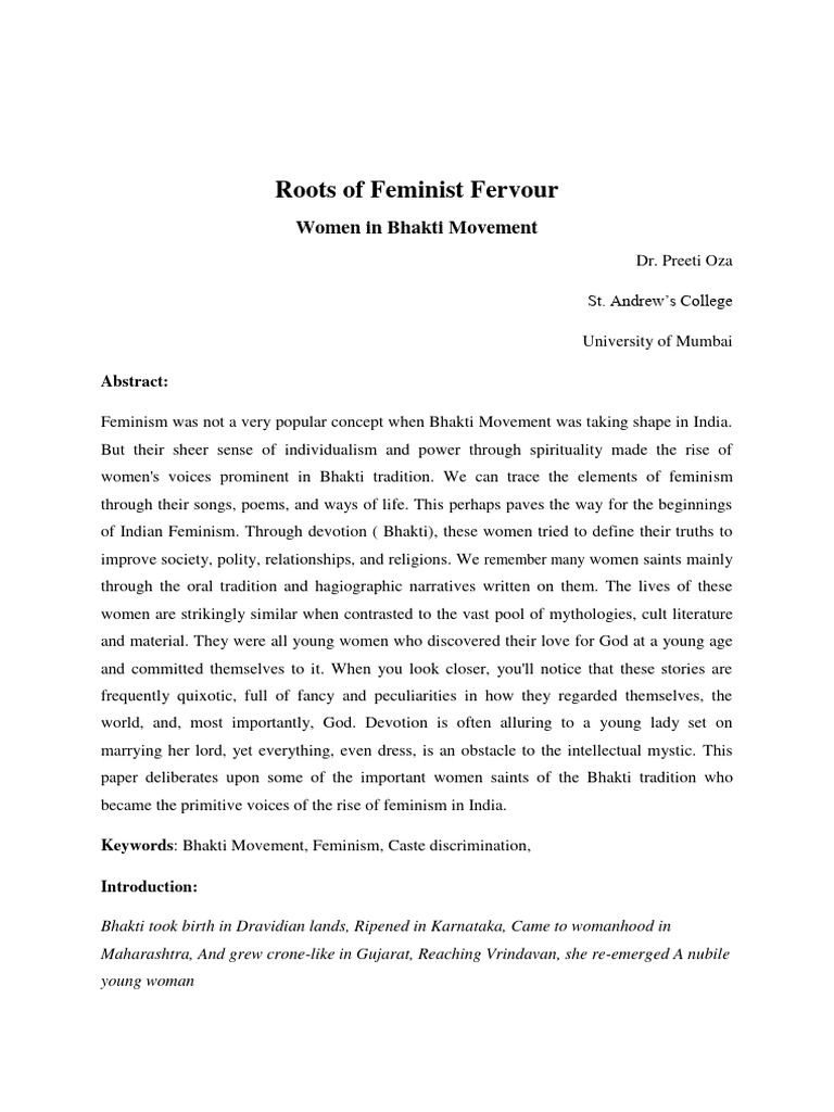 Roots of Feminist Fervour Women in Bhakt | PDF | Bhakti | Bhakti Movement