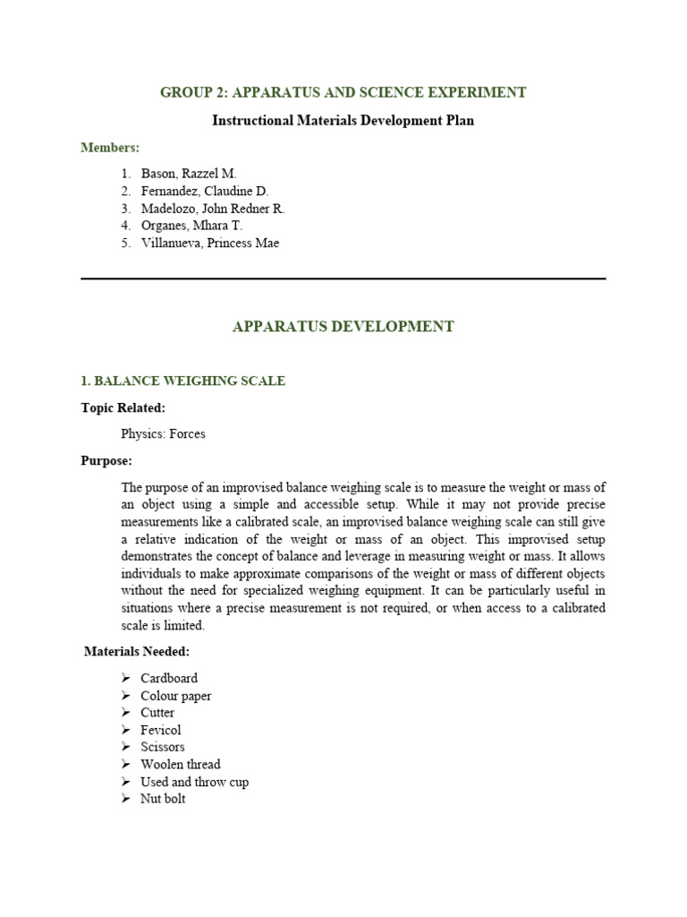 GROUP 2A - IMs Development Plan | PDF | Weight | Gases