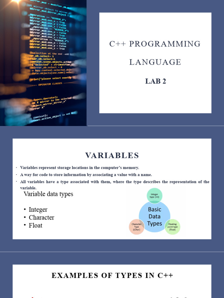 Lab 2 | PDF | Variable (Computer Science) | Data Type Lab 2 | PDF | Variable (Computer Science) | Data Type
