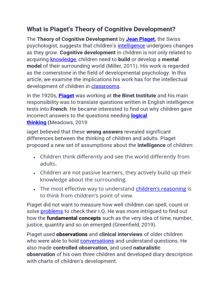 Piaget Theory 3 | PDF | Thought | Cognitive Development