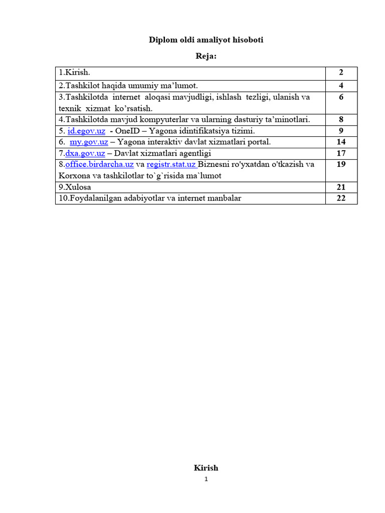 2 Tashkilot Haqida Umumiy Ma'lumot | PDF