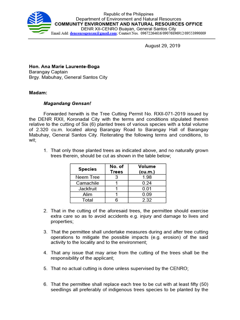 Letter-Punong Barangay Mabuhay GSC | PDF | Natural Environment
