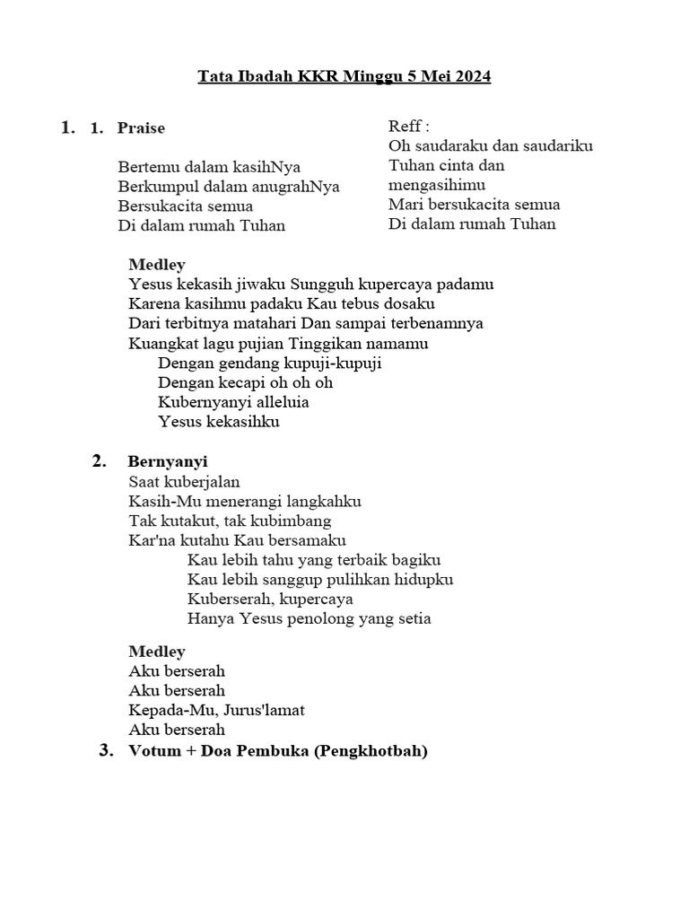 Tata Ibadah KKR Minggu | PDF