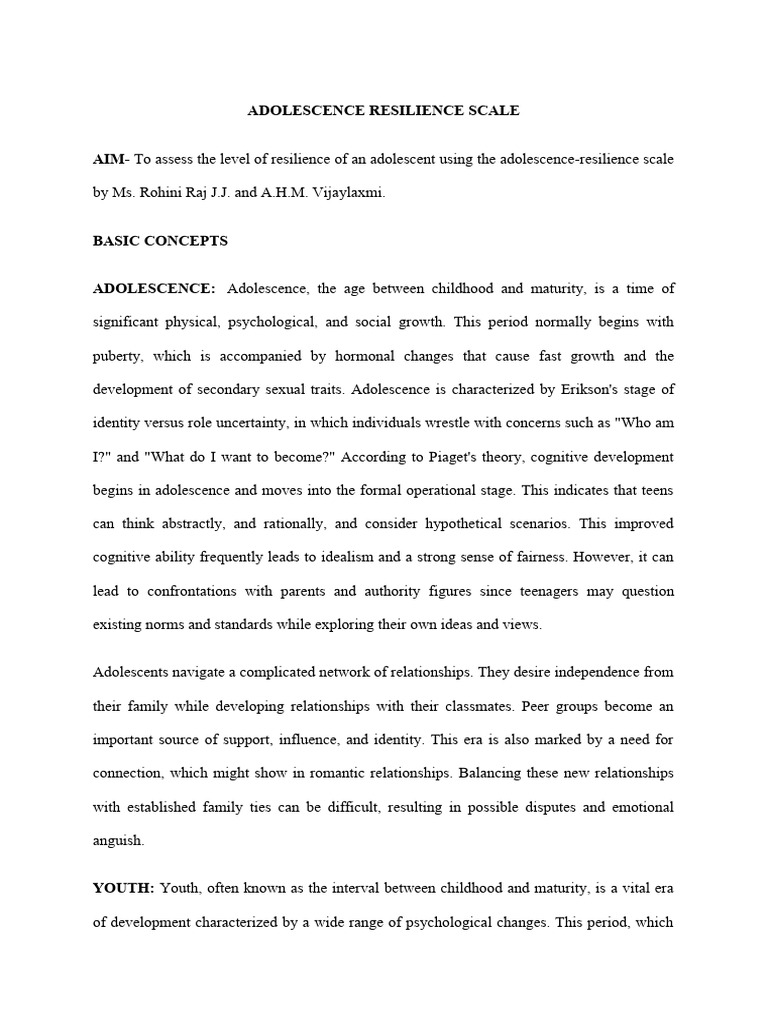 Adolescence Resilience Scale | PDF | Psychological Resilience | Adolescence